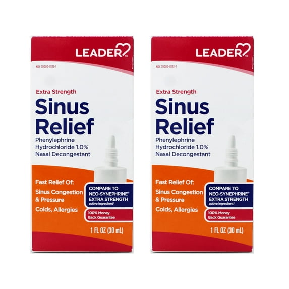 Leader Extra Strength Sinus Relief, Fast Acting, Sinus Decongestant ...
