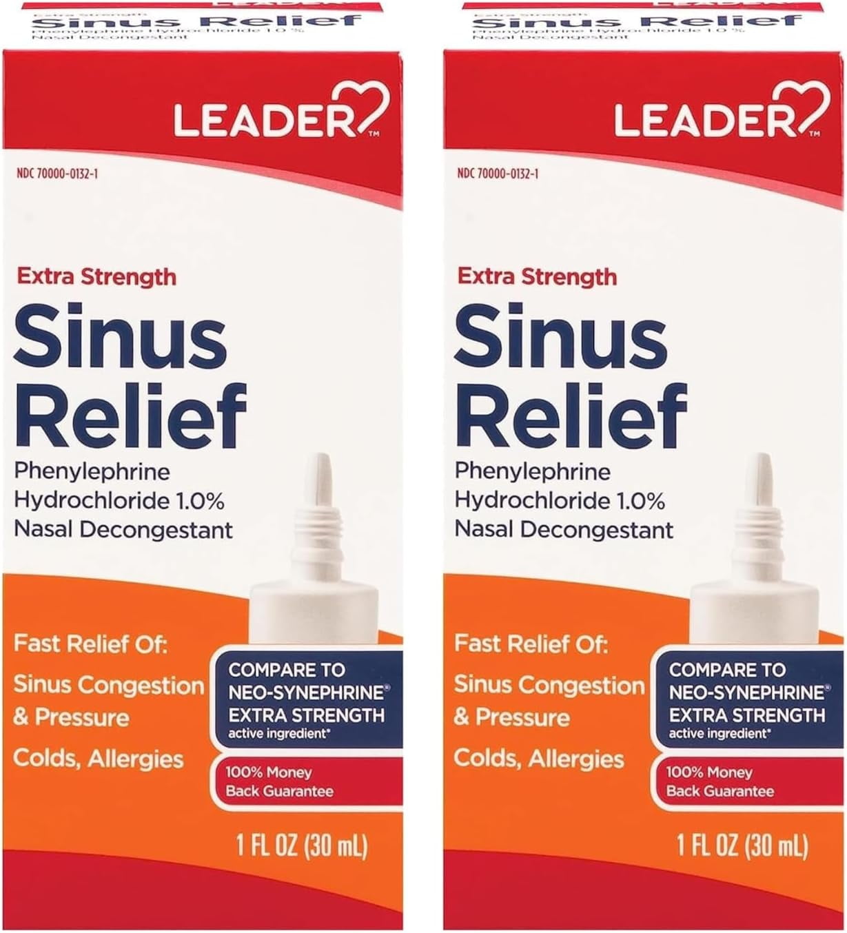 Leader Extra Strength Sinus Relief, Fast Acting, Sinus Decongestant ...
