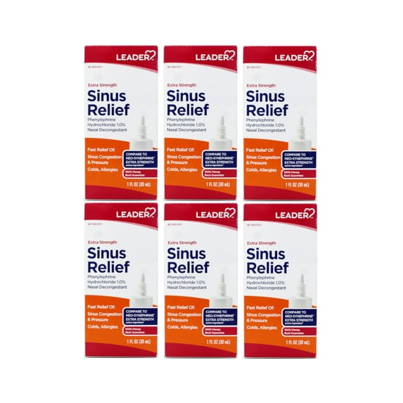 Leader Extra Strength Sinus Relief, Fast Acting, Sinus Decongestant ...