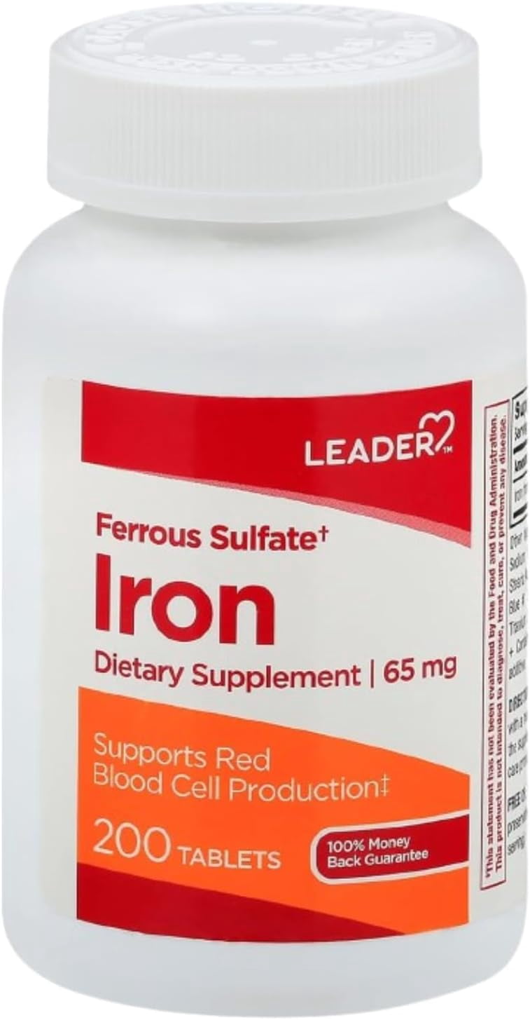Leader Ferrous Sulfate 65mg Tablets, 200 Ea, 6 Pack - Walmart.com