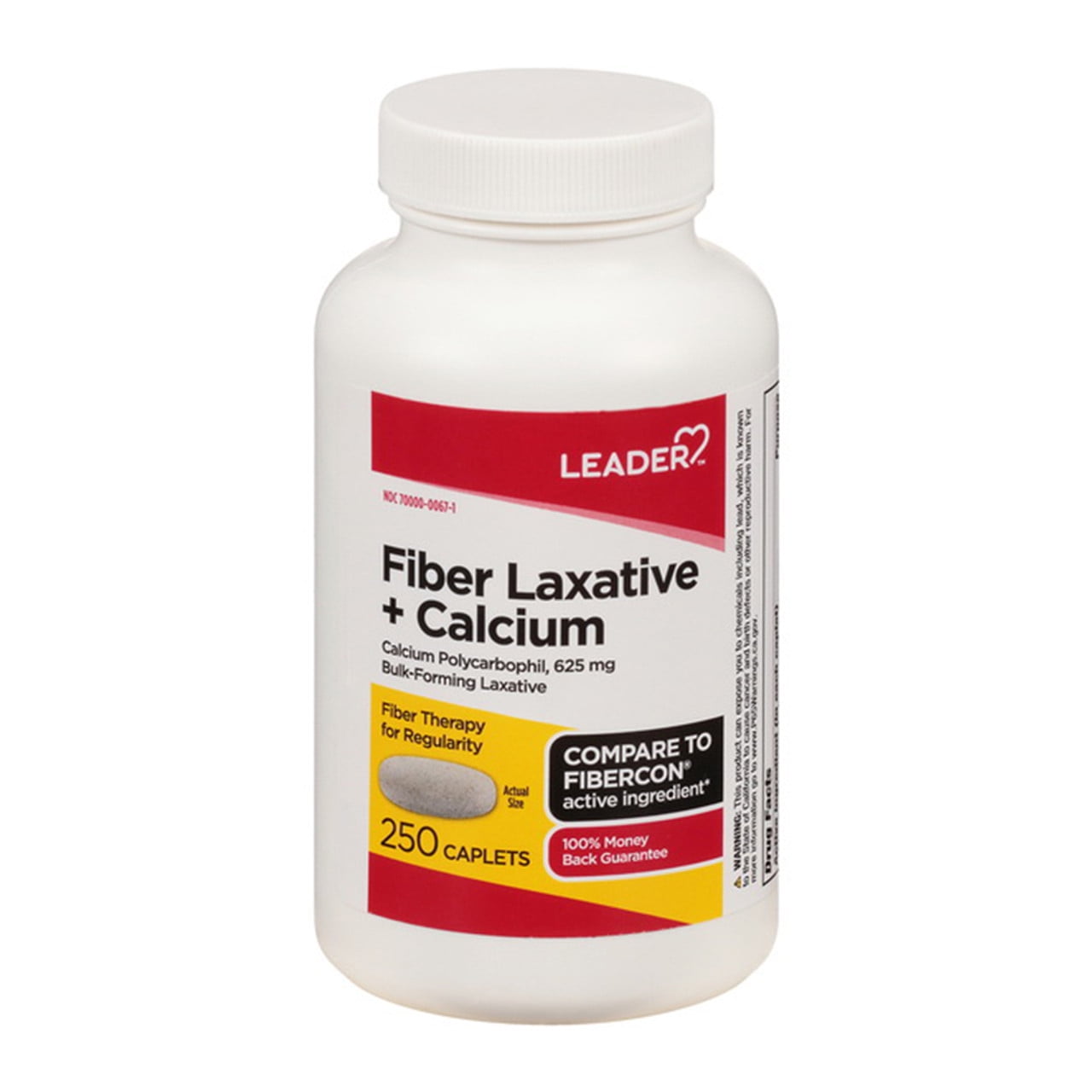 Leader Fiber Laxative Plus Calcium Caplets, 250 Ea - Walmart.com