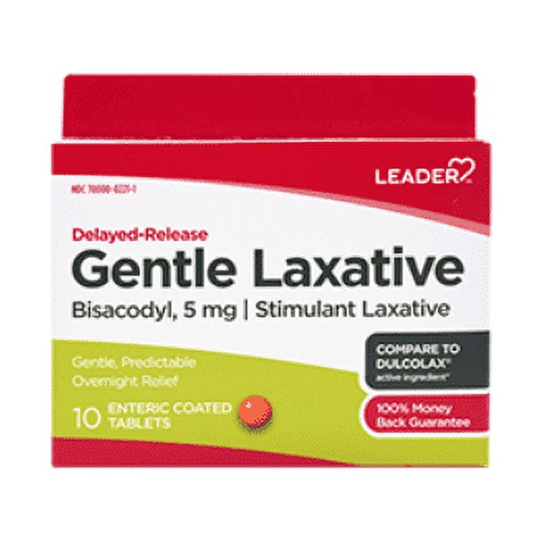 Leader Gentle Laxative, Bisacodyl 5mg - 10 count HSA/FSA Eligible ...
