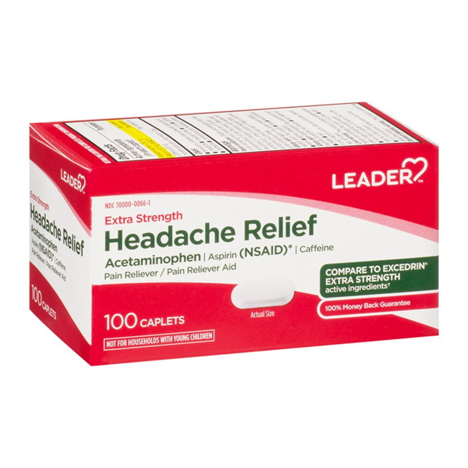 Leader Headache Relief, Extra Strength, Caplets, 100 Ea.. - Walmart.com