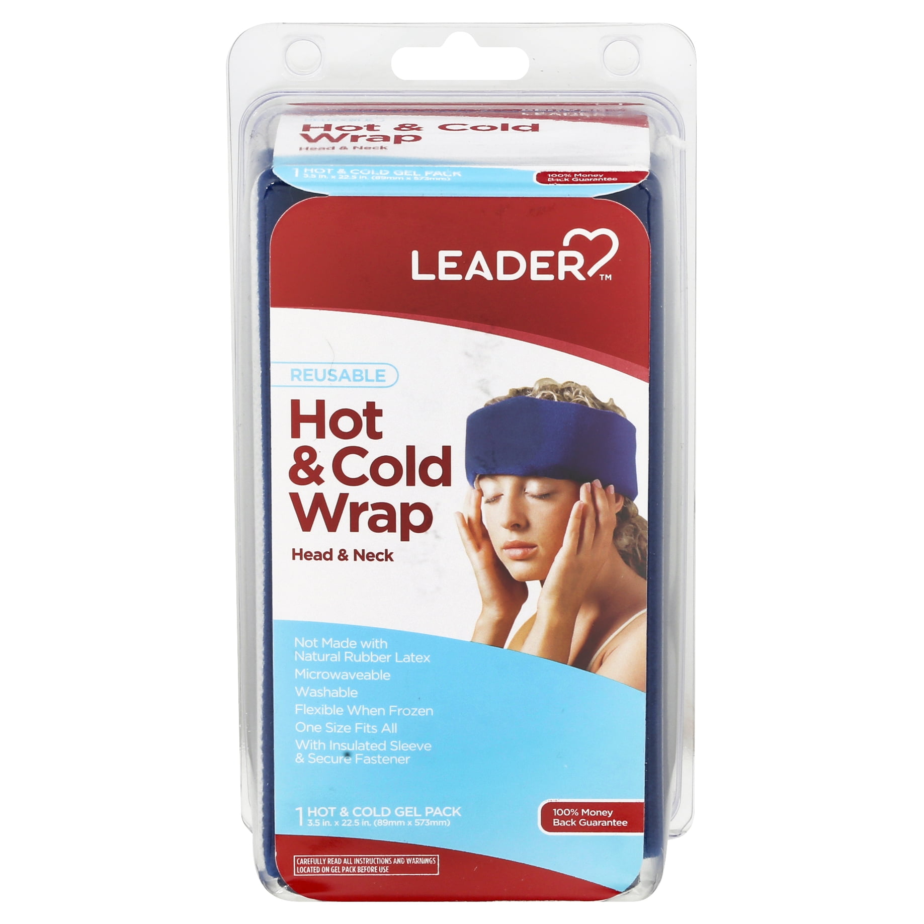 Leader Hot & Cold Wrap, Reusable Head/Neck, Blue 1ct HSA/FSA Eligible ...