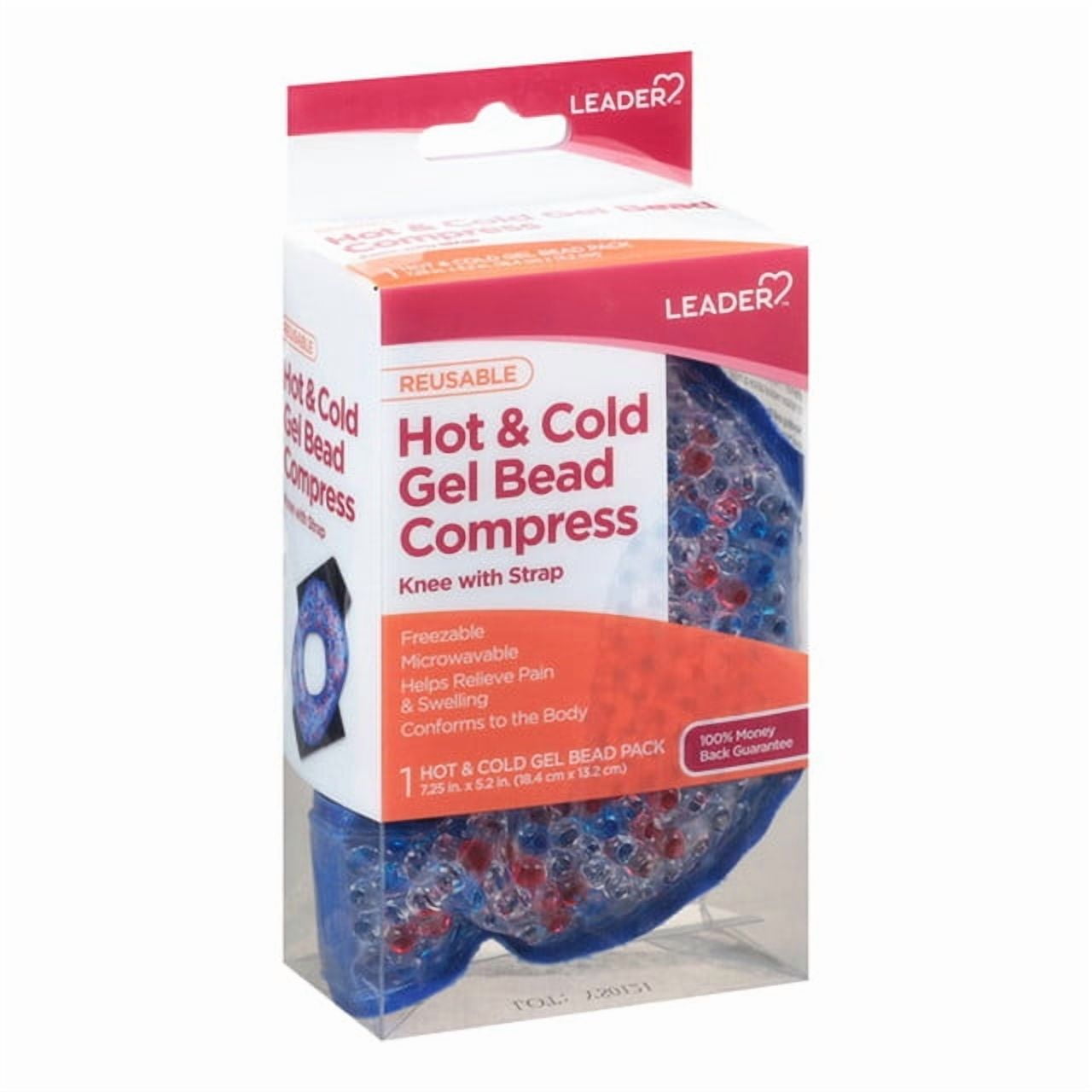 Leader Hot and Cold Gel Bead Compress Knee with Strap Reusable, 1 Ea ...