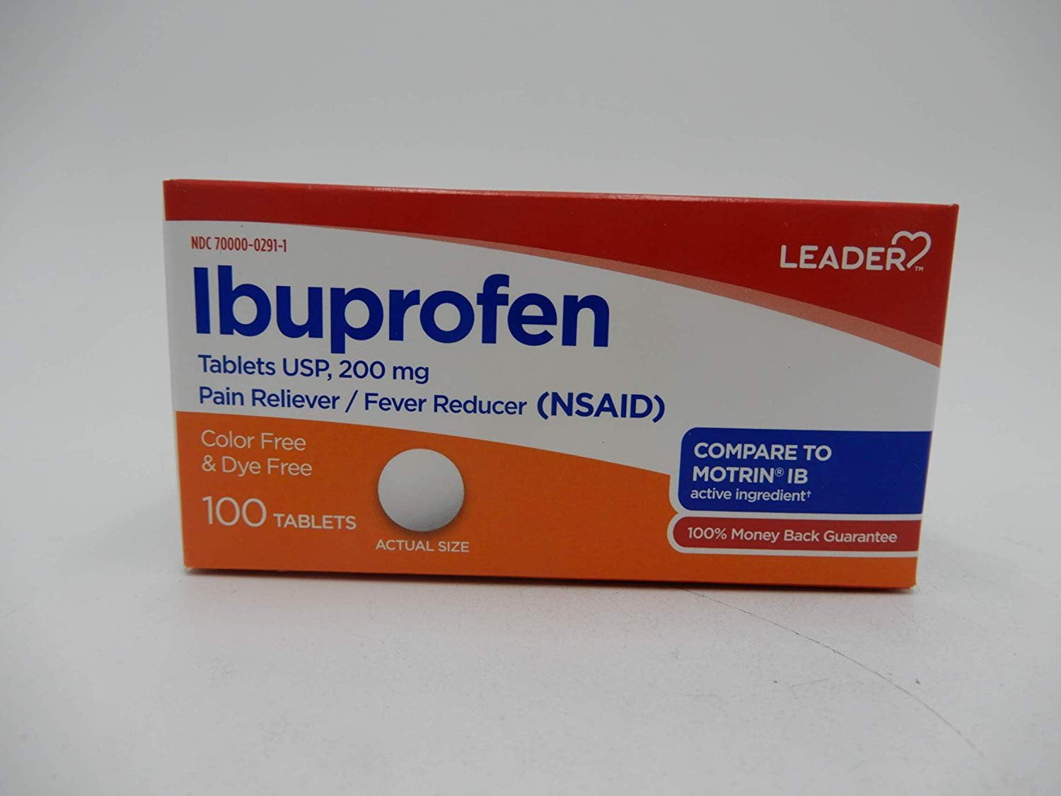 Leader Ibuprofen Color & Dye Free Tablets, Relief Pain, Inflammation ...