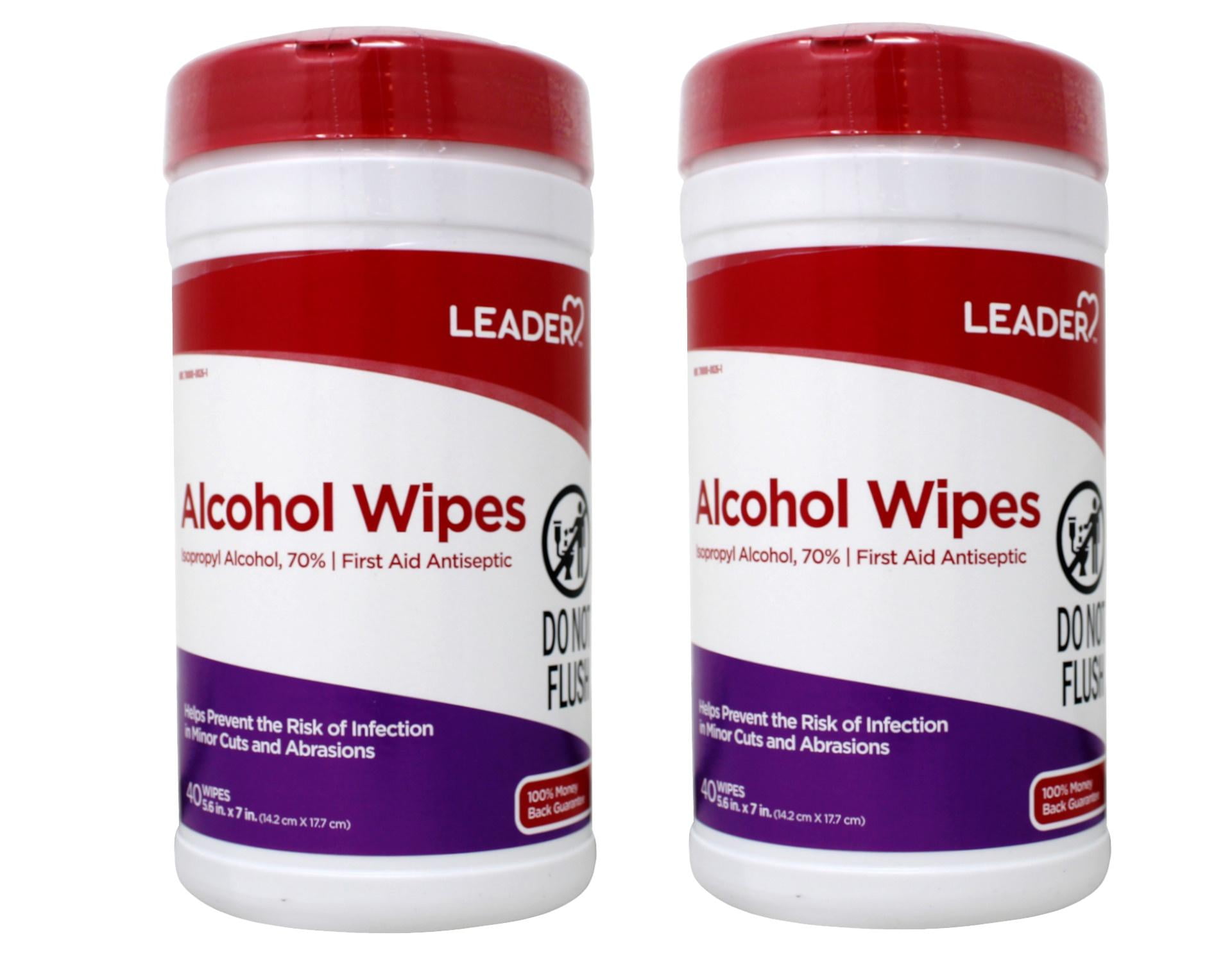Leader Isopropyl Alcohol 70% Wipes, First Aid Antiseptic, Helps Prevent ...