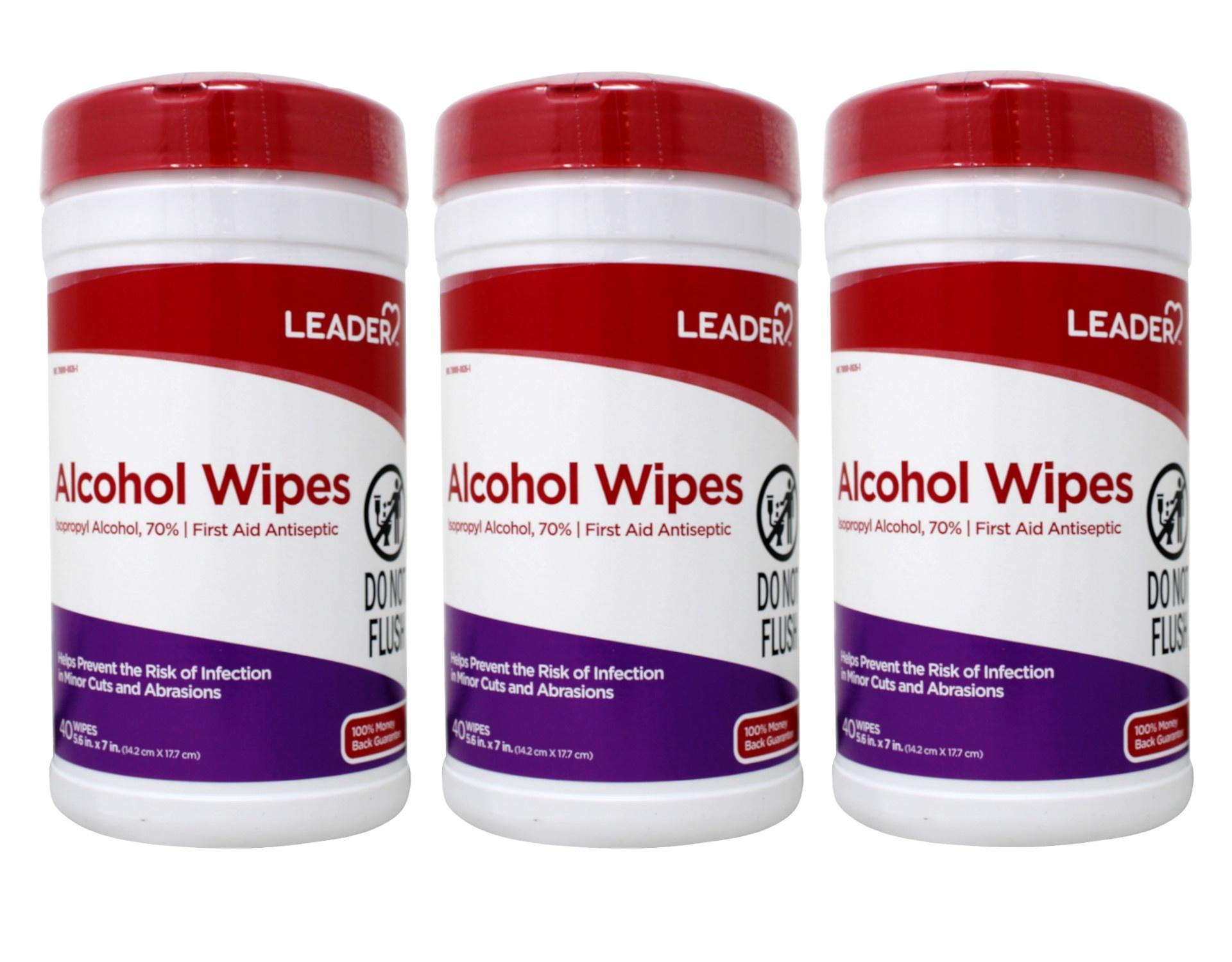 Leader Isopropyl Alcohol 70% Wipes, First Aid Antiseptic, Helps Prevent ...