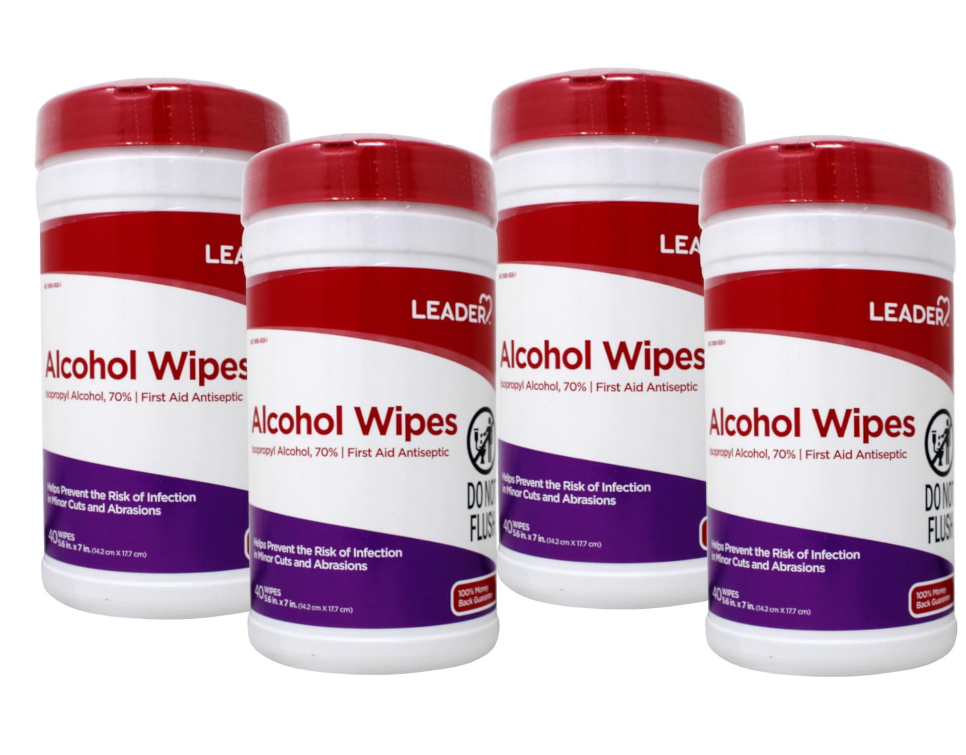 Leader Isopropyl Alcohol 70% Wipes, First Aid Antiseptic, Helps Prevent ...