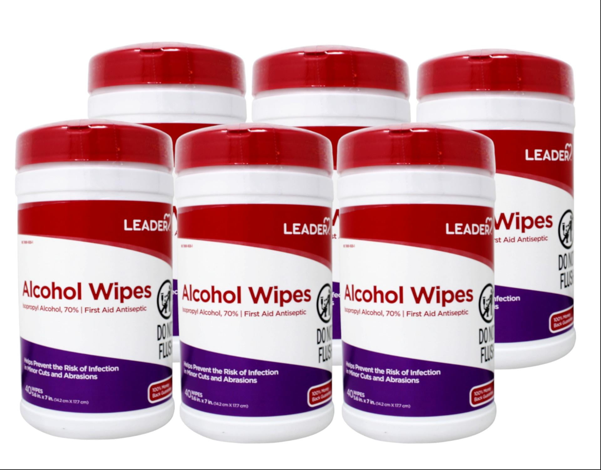 Leader Isopropyl Alcohol 70% Wipes, First Aid Antiseptic, Helps Prevent ...
