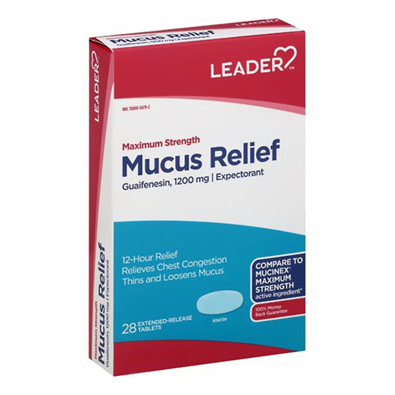 Leader Maximum Strength Mucus Relief 1200 mg Extended Release Tablets ...