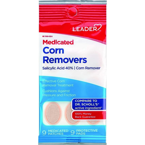 Leader Medicated Corn Remover with Salicylic Acid, 9 Pads, One Size ...