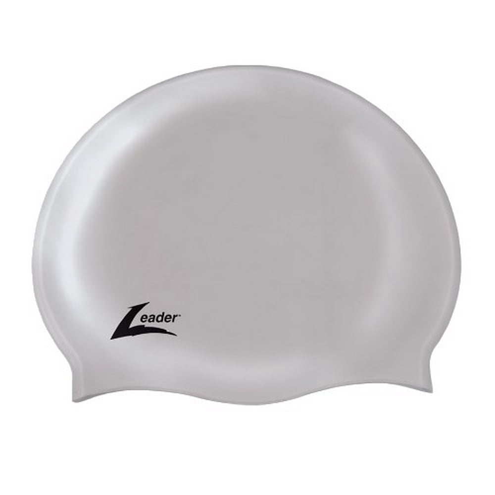 Leader Medley Racer Swim Cap for Long Hair : Silver : Adult Ages 13 ...