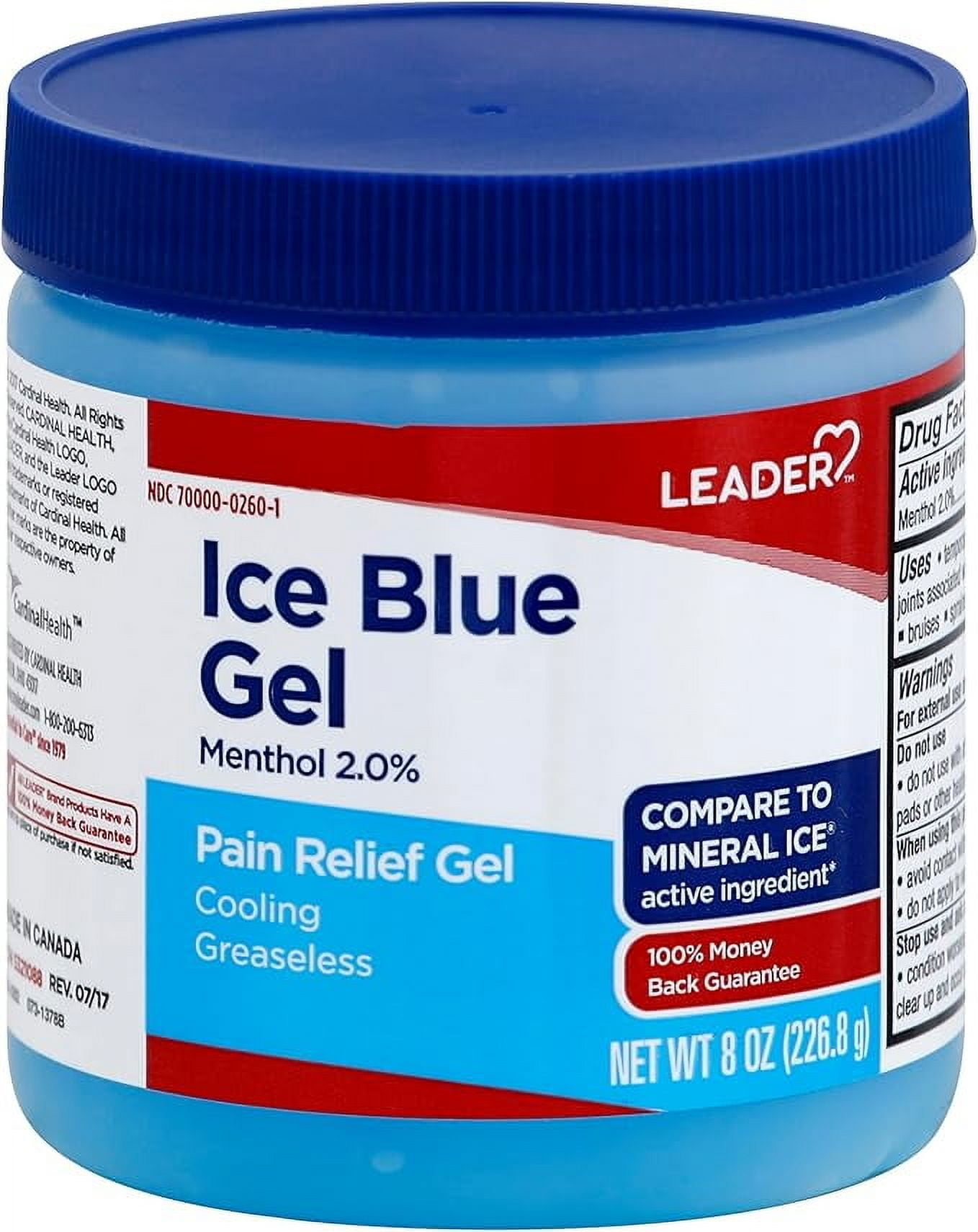 Leader Mineral Ice Blue Gel, Menthol 2%, Pain Relief Gel, Topical ...