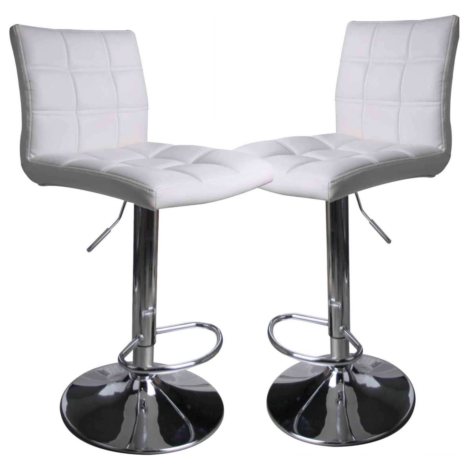 Leader Modern Square Back Bar Stools, Adjustable Swivel Bar Stool Set ...