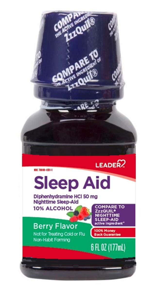 Leader Nighttime Liquid Berry Flavor Nighttime Sleeping-Aid Support, 6 ...