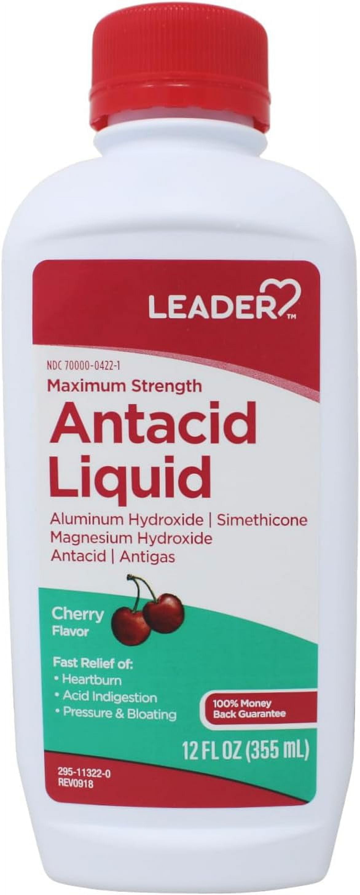 Leader OTC Maximum Strength Antacid Liquid, Fast Relief for Indigestion ...