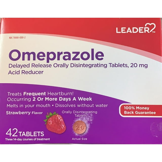 Leader Omeprazole Acid Reducer, Heartburn and Stomach Ulcers 20mg, 42 ...
