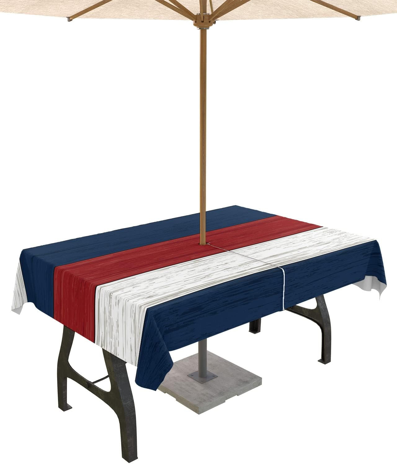 Leader Outdoor Tablecloth with Umbrella Hole and Zipper Red Blue White ...
