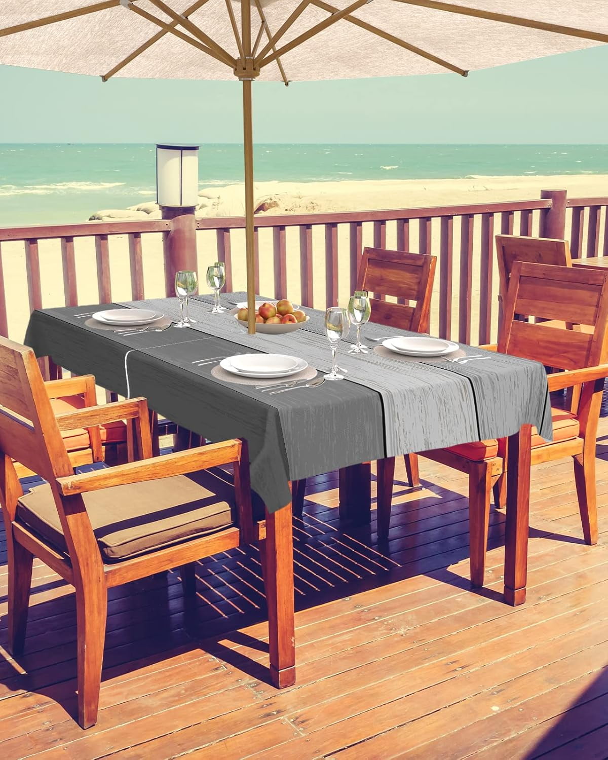 Leader Outdoor Tablecloth with Umbrella Hole and Zipper Red Blue White ...