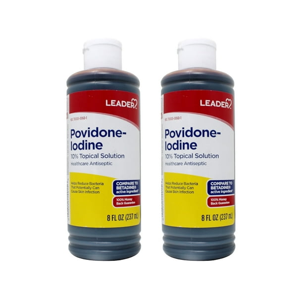 Leader Povidone Iodine 10% Prep Solution USP, First Aid Antiseptic ...
