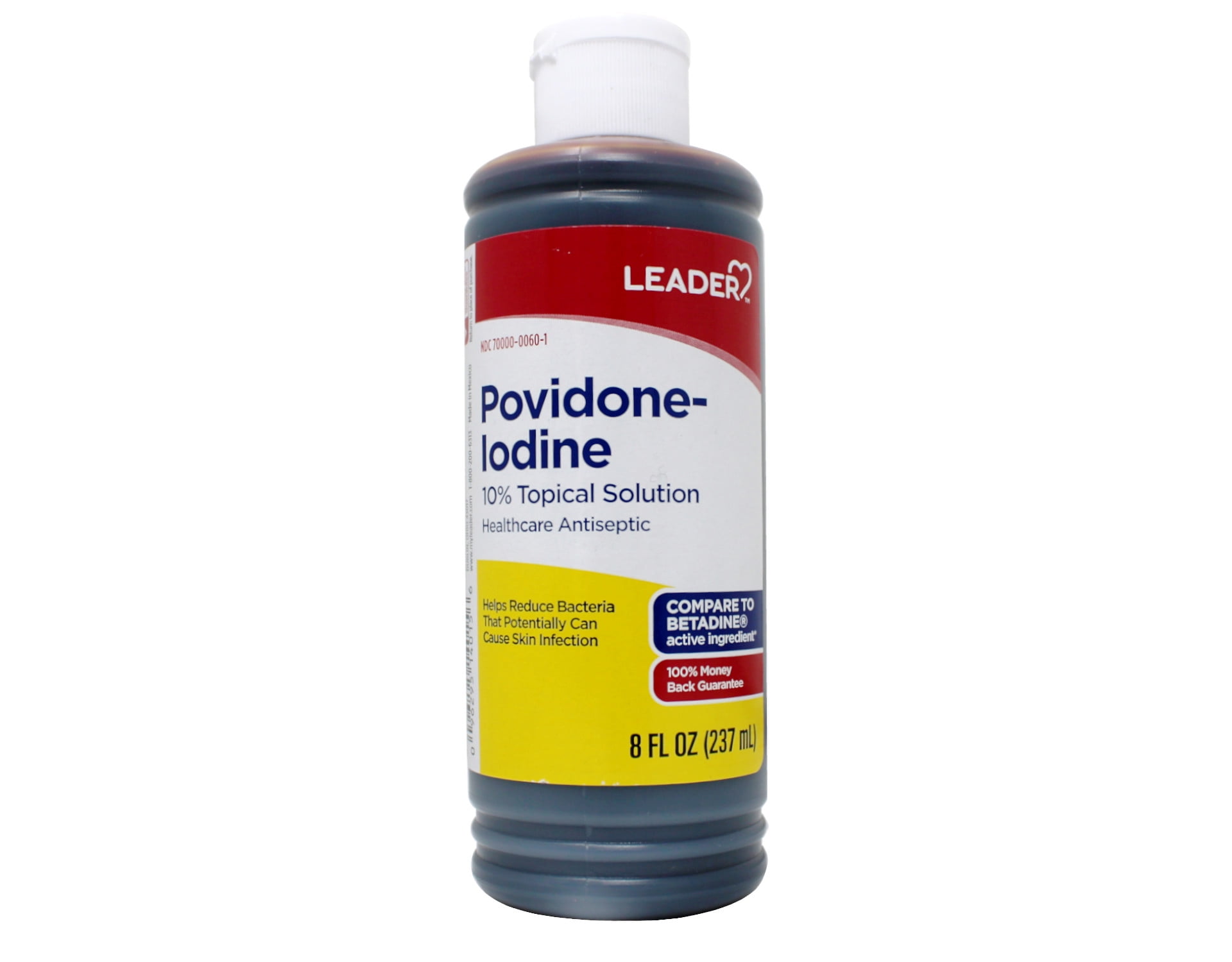 Leader Povidone Iodine 10% Topical Solution First Aid Antiseptic, Prevent Infection, 8 oz ...