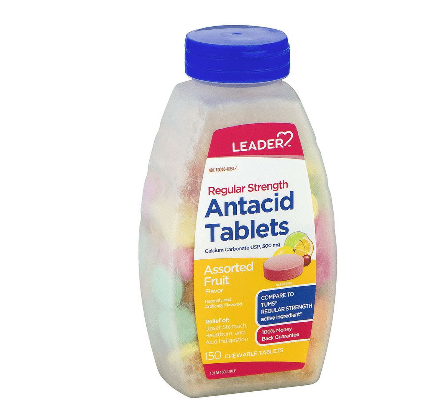 Leader Regular Strength Antacid Tablets, Assorted Fruit - 150 Count HSA ...