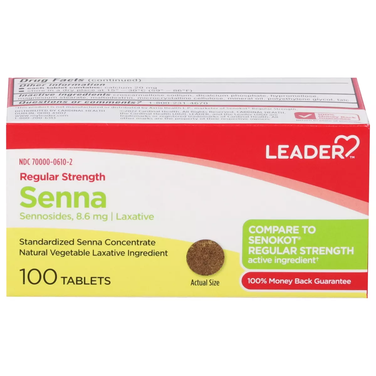 Leader Regular Strength Senna 8.6 mg Laxative Tablets, 100 Ea ...