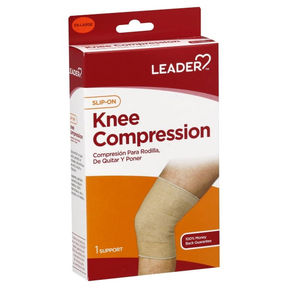 Leader Slip On Knee Compression Support, Beige, Extra Large HSA/FSA ...