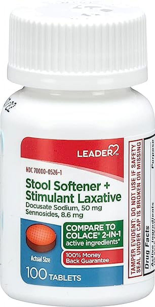 Leader Stool Softener + Stimulant Laxative Relieves Constipation, 100 ...