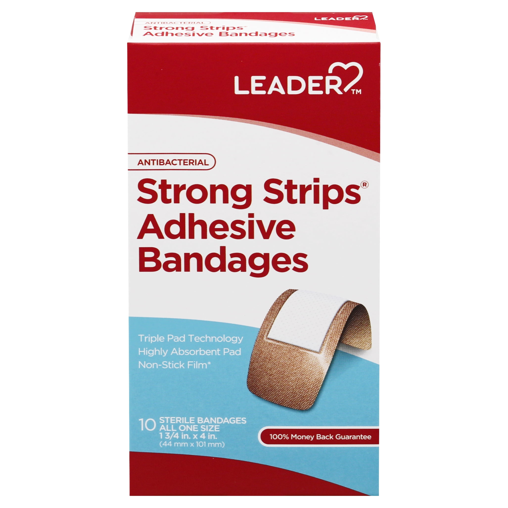 Leader Strong Strips XL Bandage 1.75inX4in 10ct 096295124088A115 HSA ...