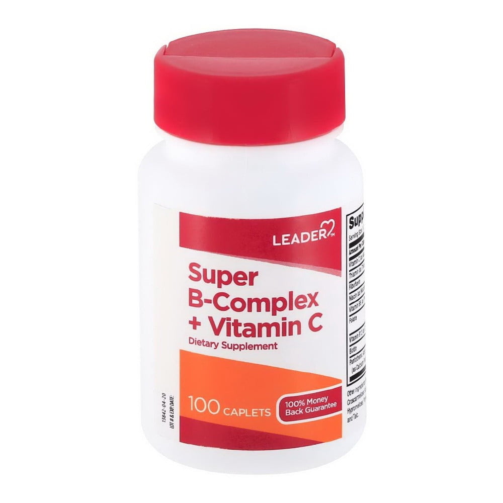 Leader Super B Complex Plus Vitamin C, Caplets, 100 Ea, 2 Pack ...