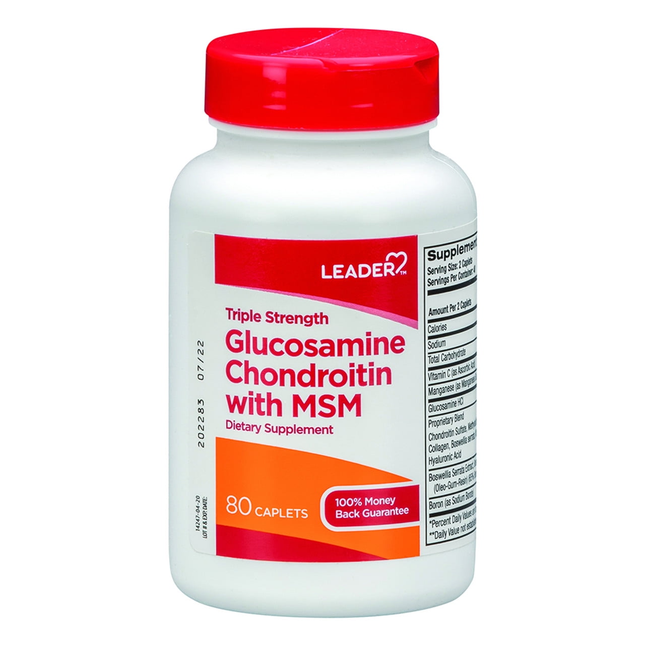 Leader Triple Strength Dietary Supplement Caplets, Glucosamine ...