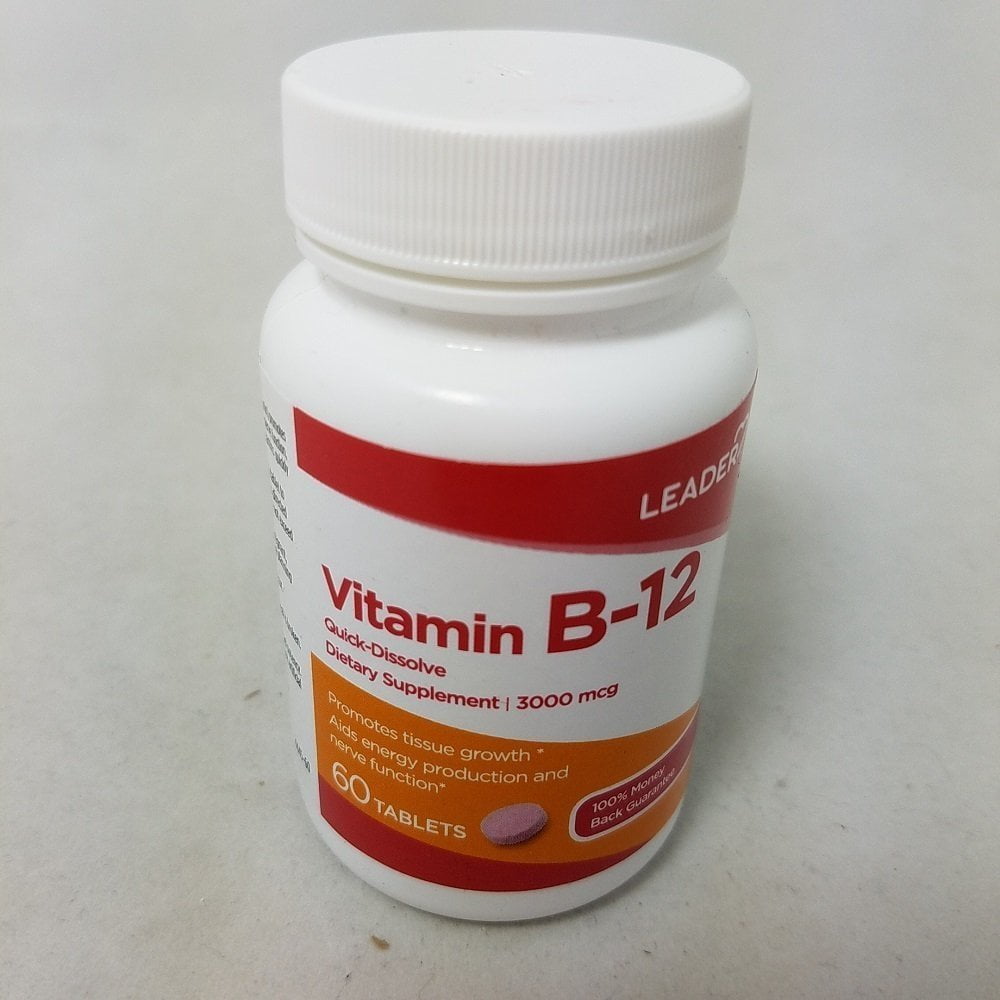 Leader Vitamin B-12 3000Mcg 60 Tablets per Bottle (3 pack) - Walmart.com