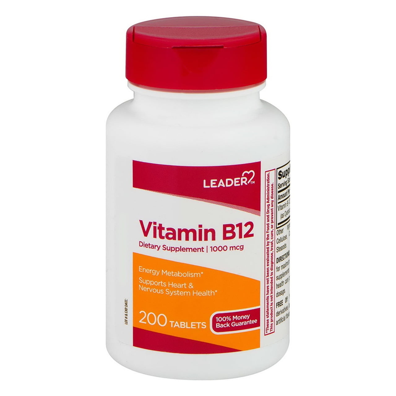 Leader Vitamin B 12, Dietary Supplement, 1000 Mcg Tablets, 200 Ea, 3 ...