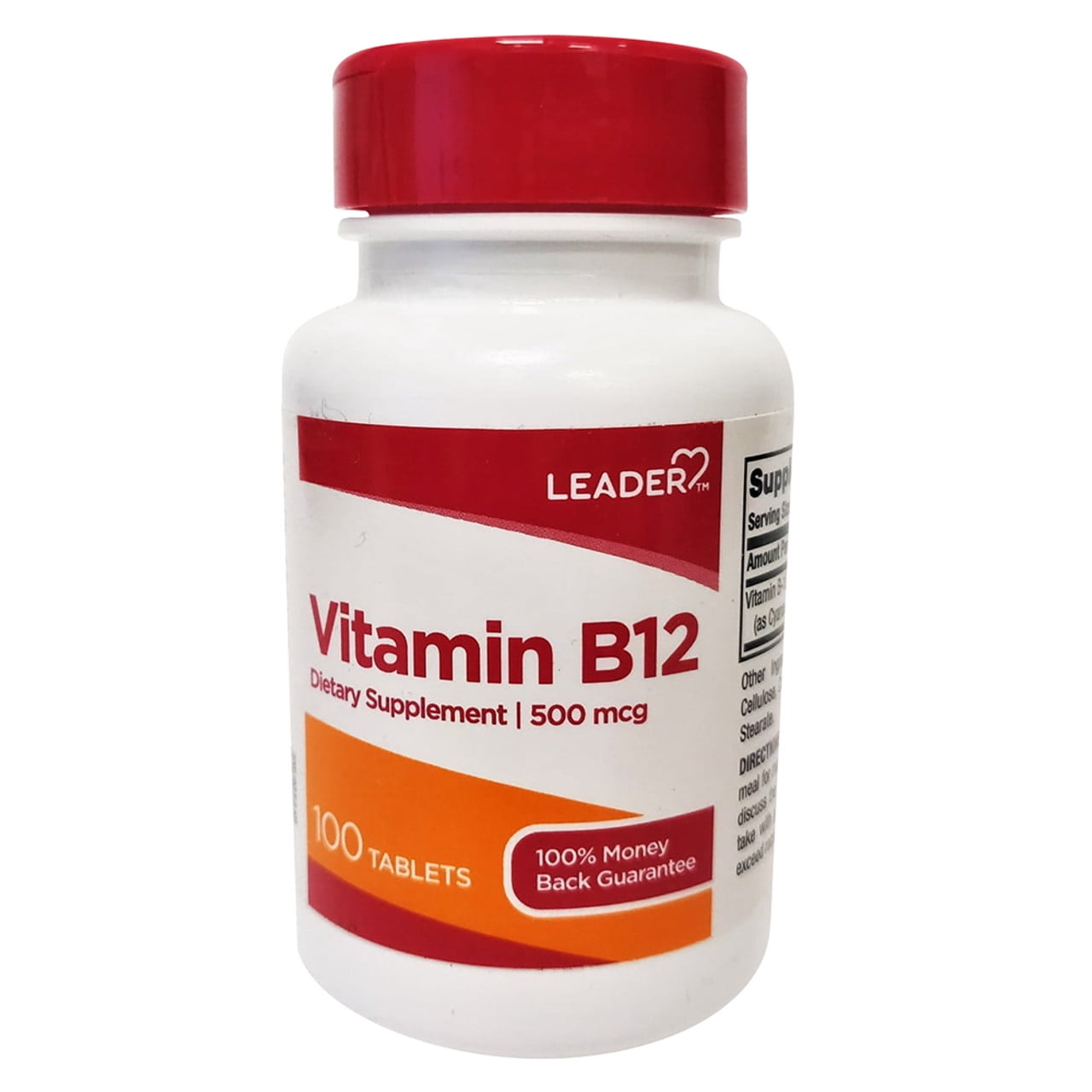 Leader Vitamin B12 Dietary Supplement 500 Mcg Tablets, 100 Ea, 2 Pack ...