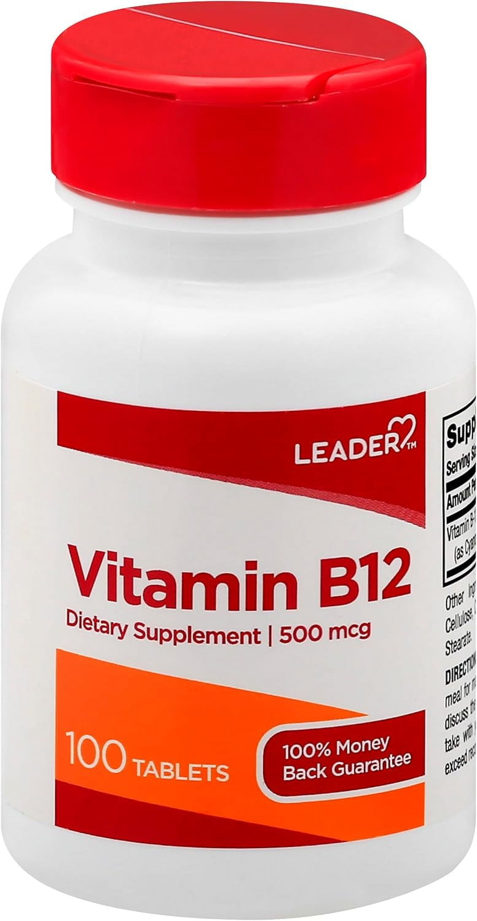 Leader Vitamin B12 Dietary Supplement, 500mcg, 100 Tablets - Essential ...