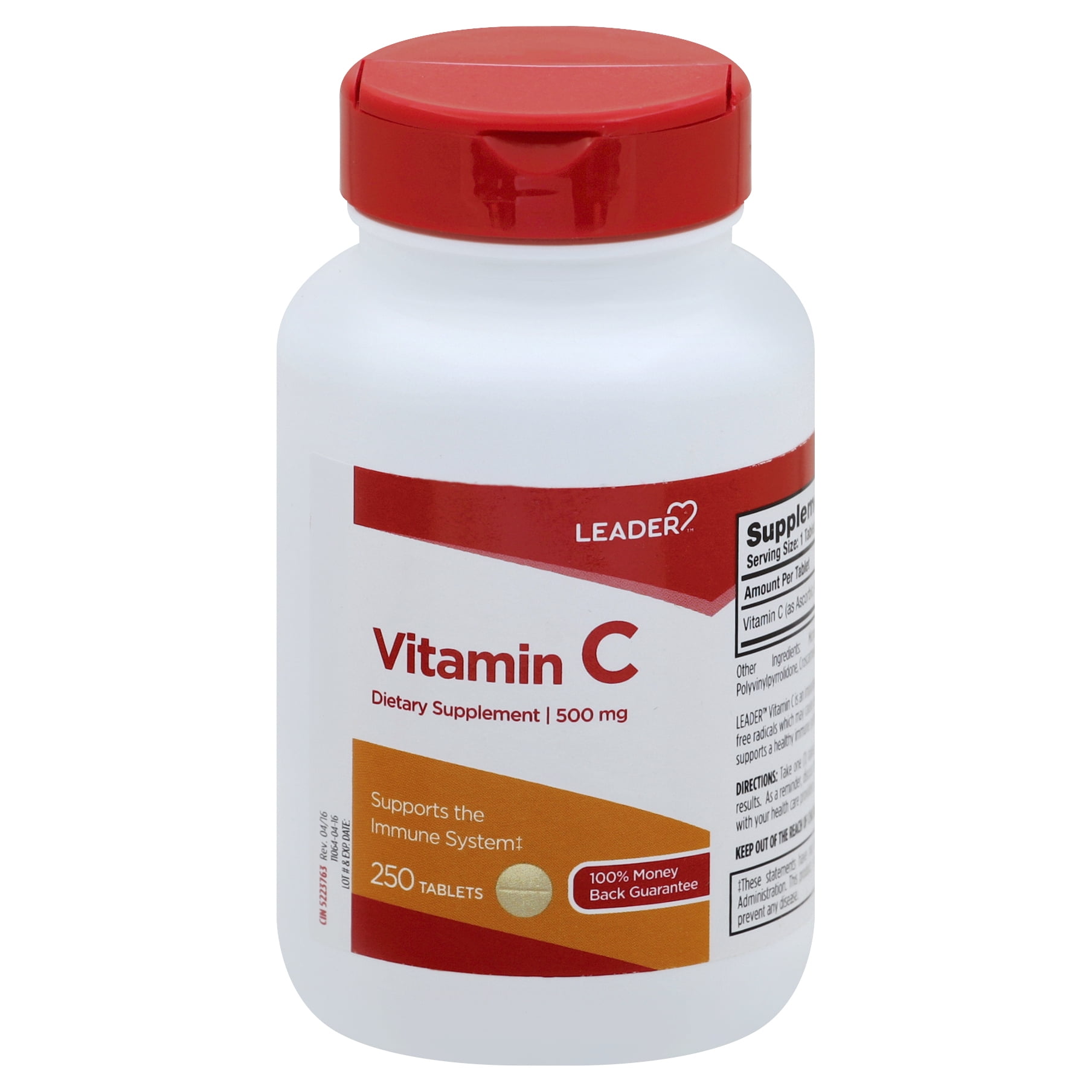 Leader Vitamin C Tablets, 500mg, 250ct - Walmart.com