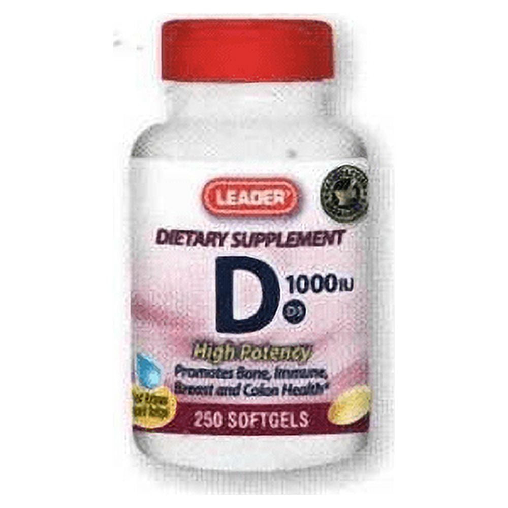 Leader Vitamin D 1000IU Softgels 250 ct - Walmart.com