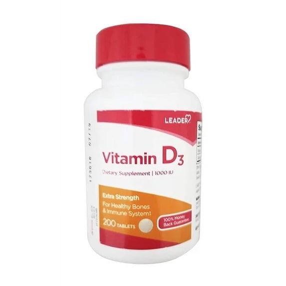 Leader Vitamin D3 1000 IU Extra Strength, Supports Healthy Bone ...