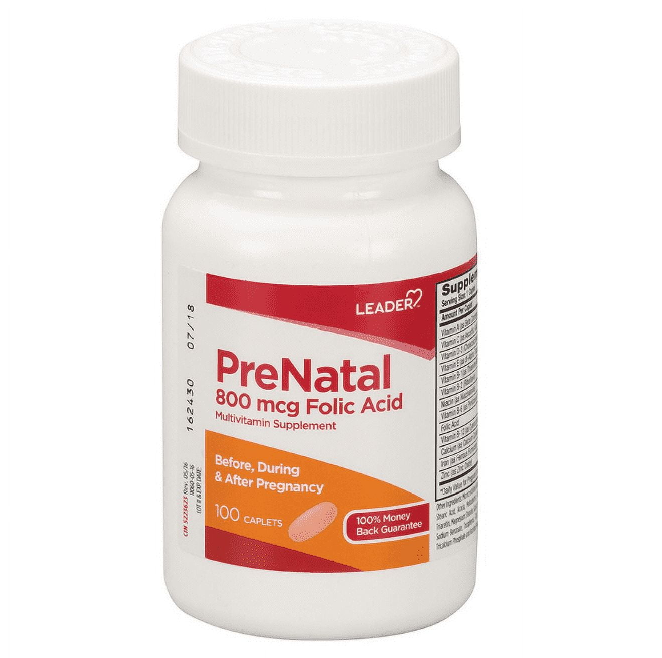 Leader Women Prenatal, Folic Acid and Multivitamins, 100 ct, 2-Pack ...