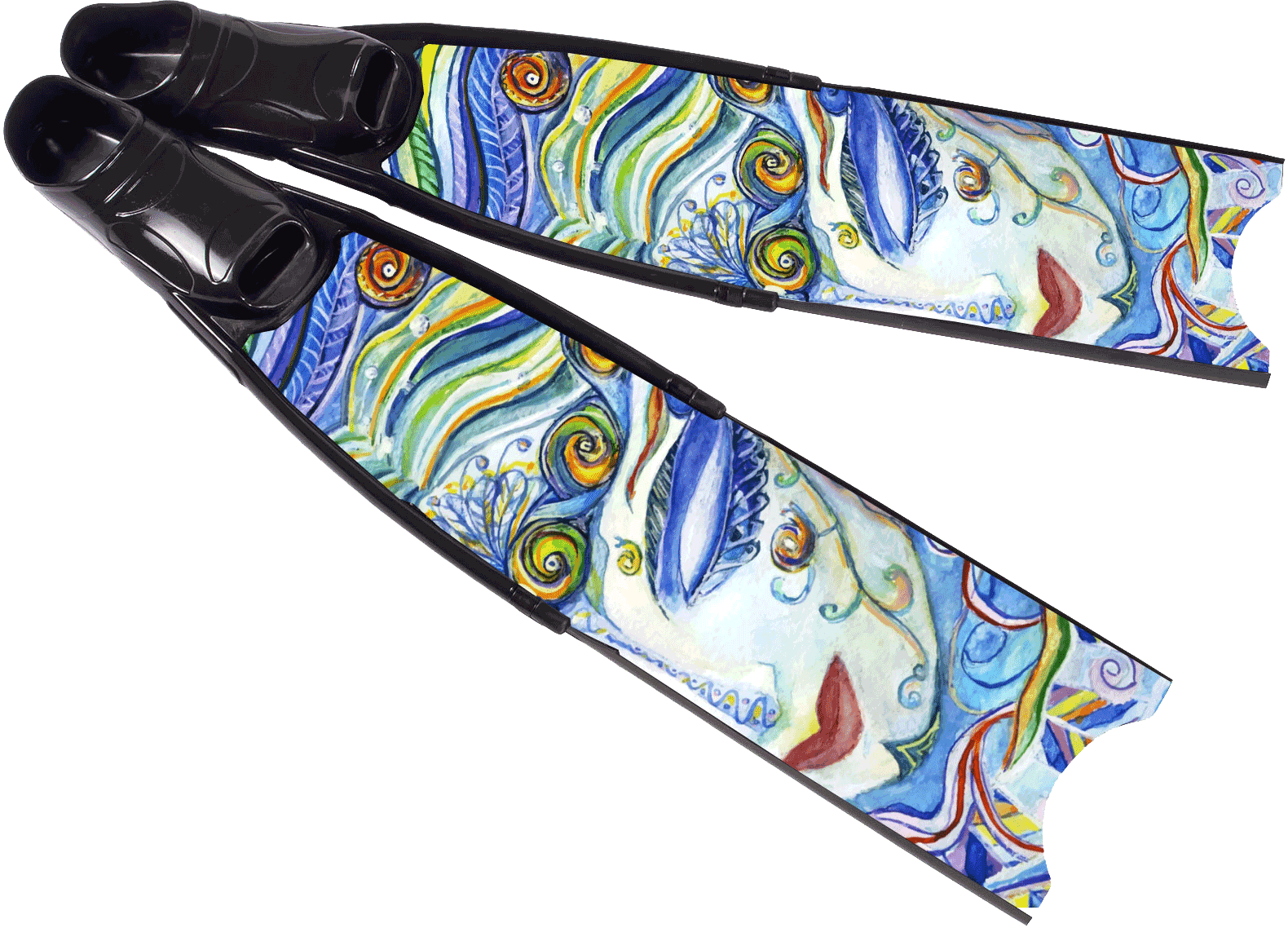 Leaderfins Fiberglass Full Foot Free-diving Fins, Black/Black, Mermaid ...