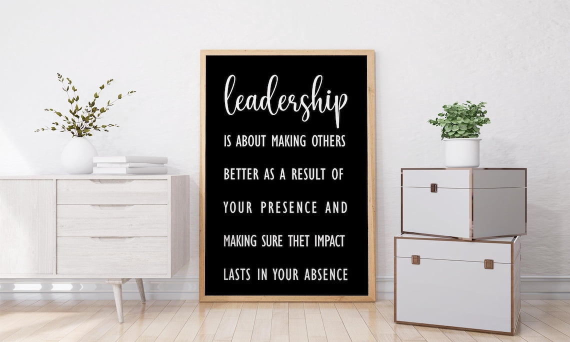 Leadership quote Wooden Art Inspirational quotes Wood frame Office ...