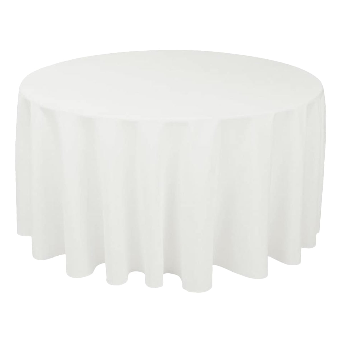 Leading Linens 132 Inch Round White Polyester Tablecloth, Wrinkle and ...