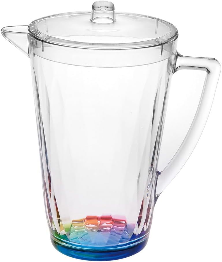 Leading Ware 2.5 Quarts Water Pitcher with Lid, Rainbow Design ...