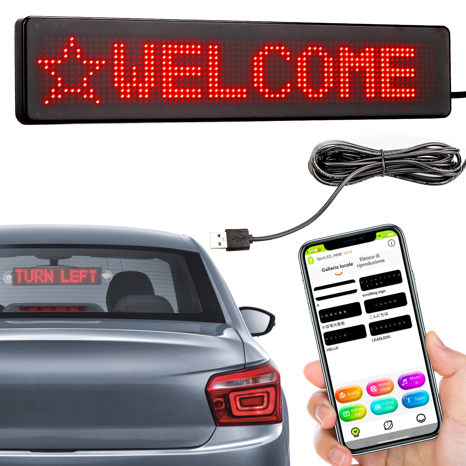 Leadleds Dc 5V Scrolling LED Sign Bluetooth App Control Animation ...