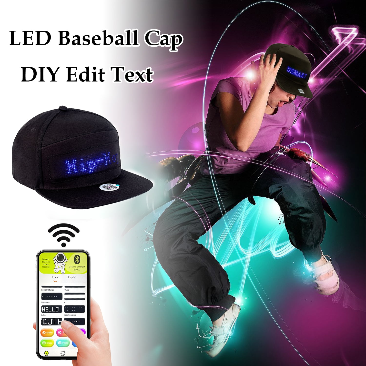 Leadleds LED Hat Caps Bluetooth Control App Programmable Custom ...