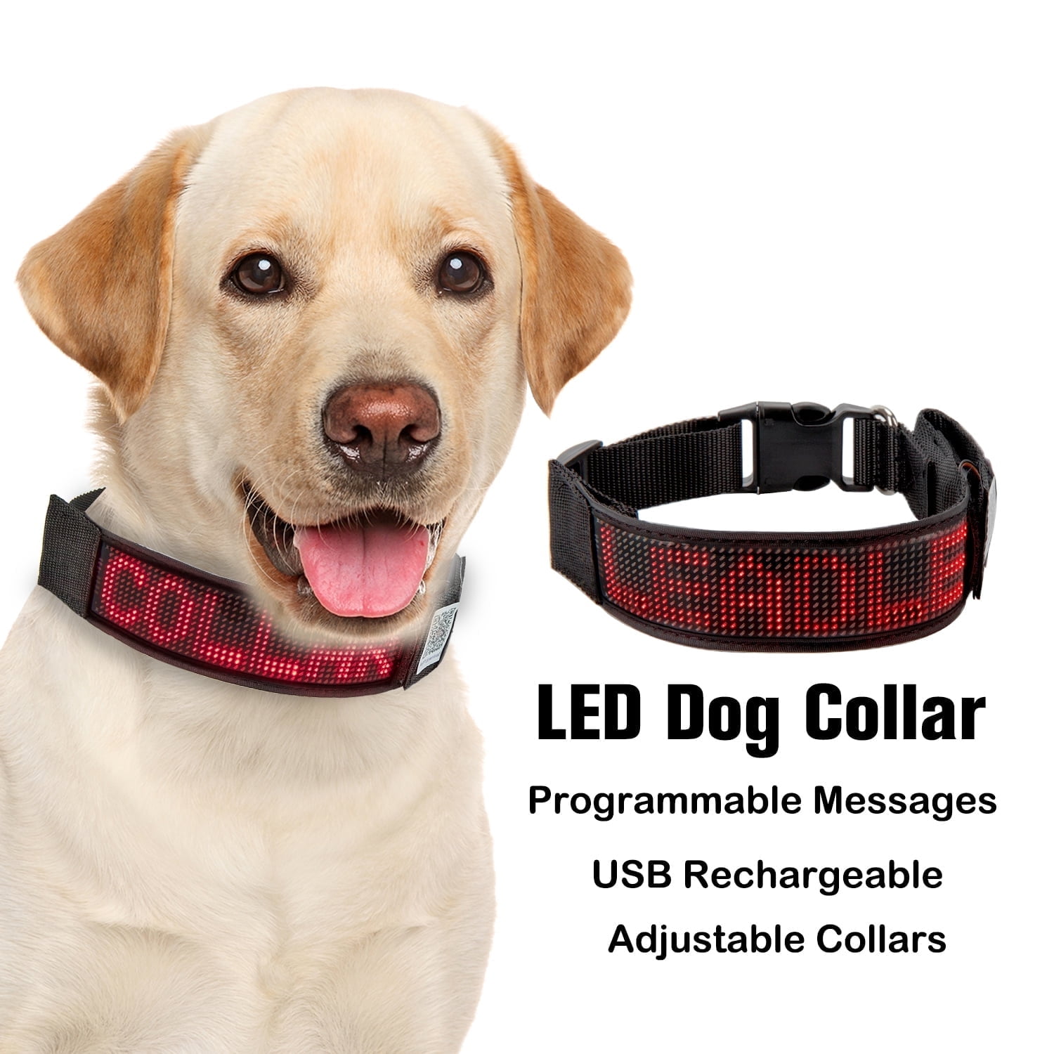 Leadleds Digital Collar Programmable LED Pet Safety Collar, Red, Small/Medium/Large - Walmart.com
