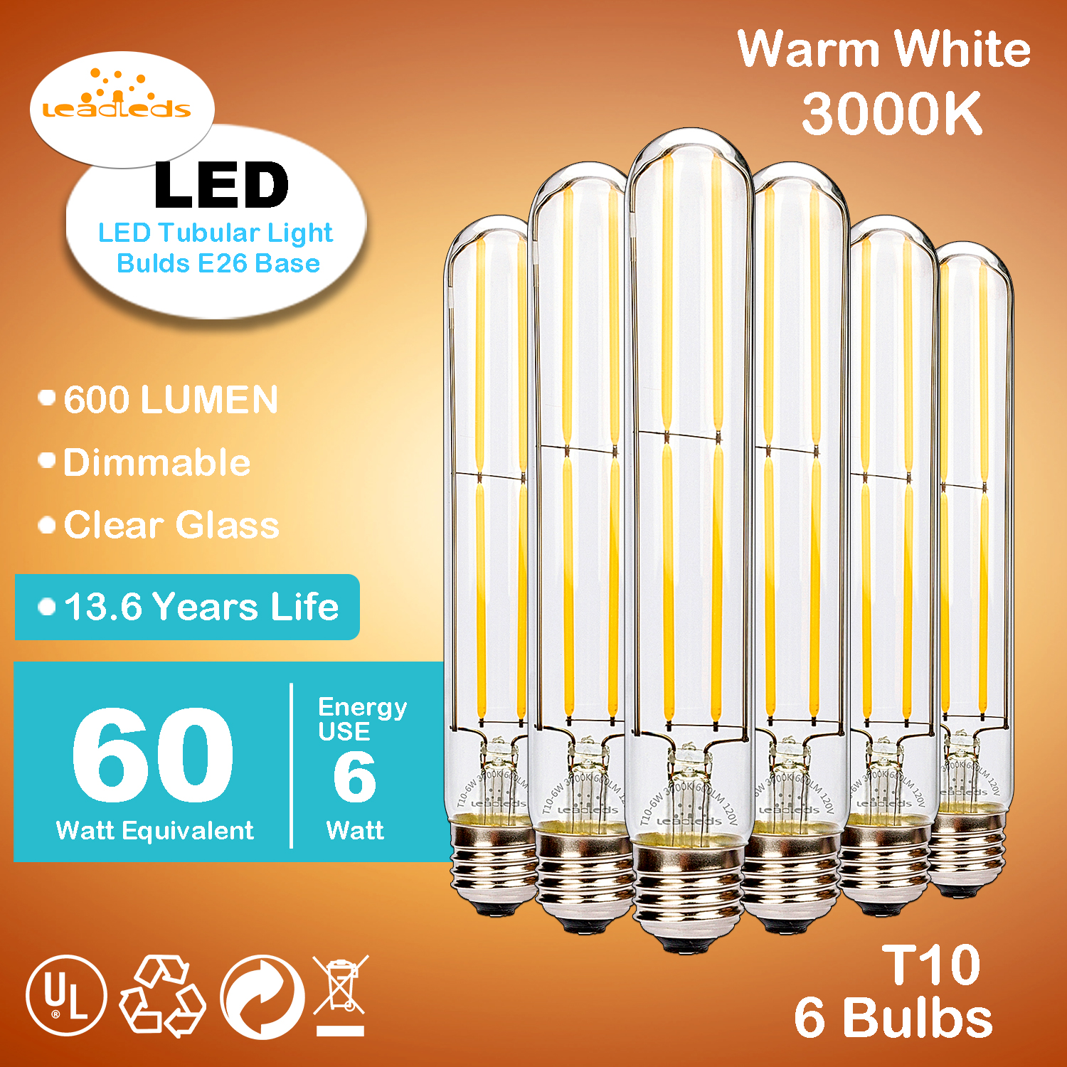 8Ft HO LED Tube Light Bulbs,Rotate R17D Base,V Shape,72W 6000K 4-Pack ...