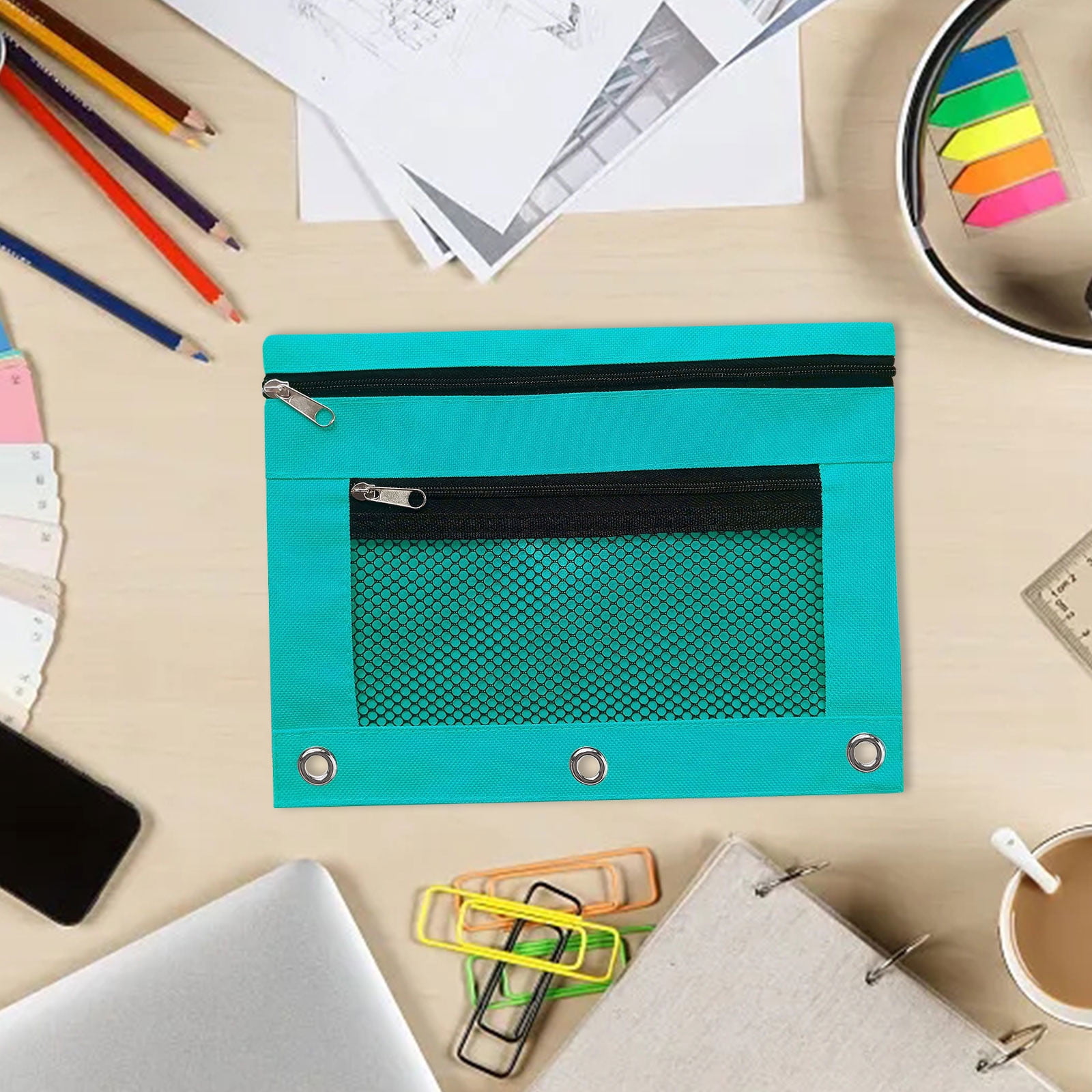 Leadmall 3pc 3 Ring Pencil Pouch, 10 inches Zippered Pencil Pouches for ...